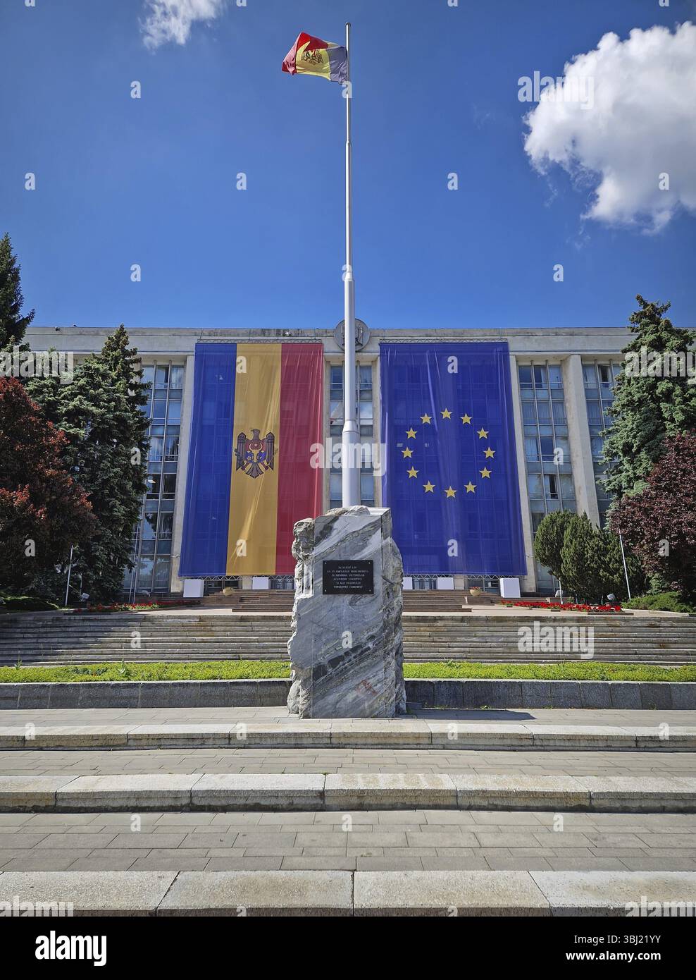 CHISINAU, MOLDOVA - MAY 21, 2025 The Moldovan Government House with the ...