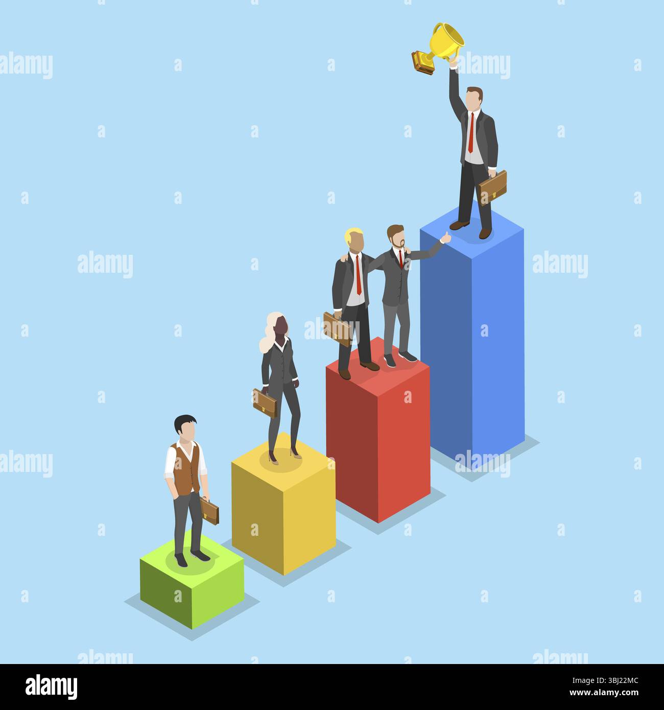 3D Isometric Flat Illustration of Successful Teamwork, Accomplishment ...