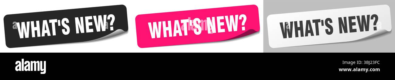 what's new? sticker. what's new? sticker set isolated on white ...