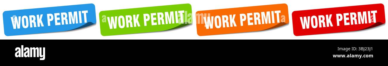 work permit sticker. work permit sticker set isolated on white ...