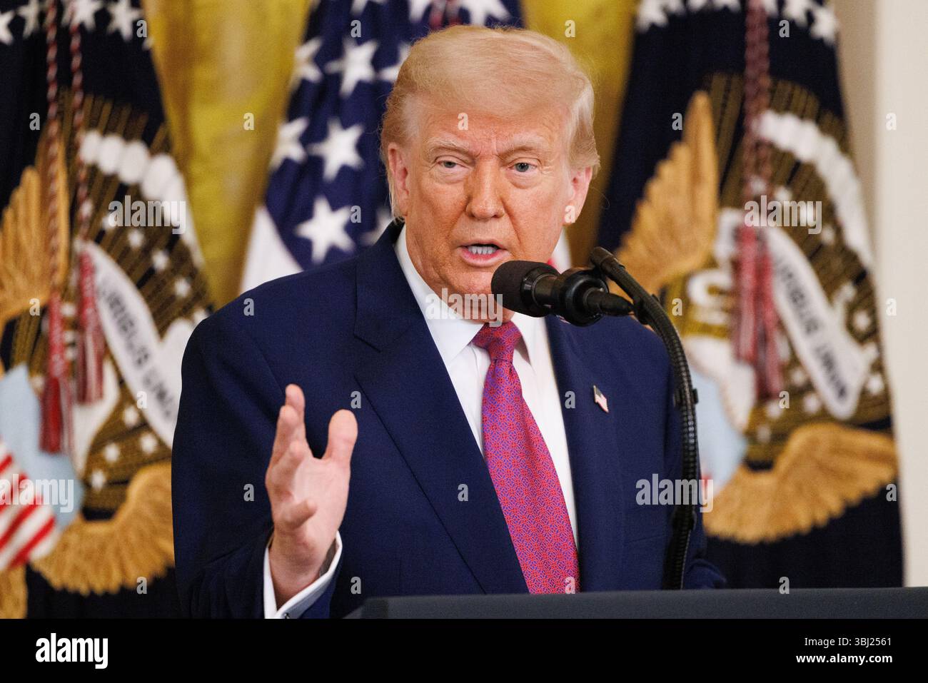U.S. President Donald Trump gives remarks at a bill signing event in ...