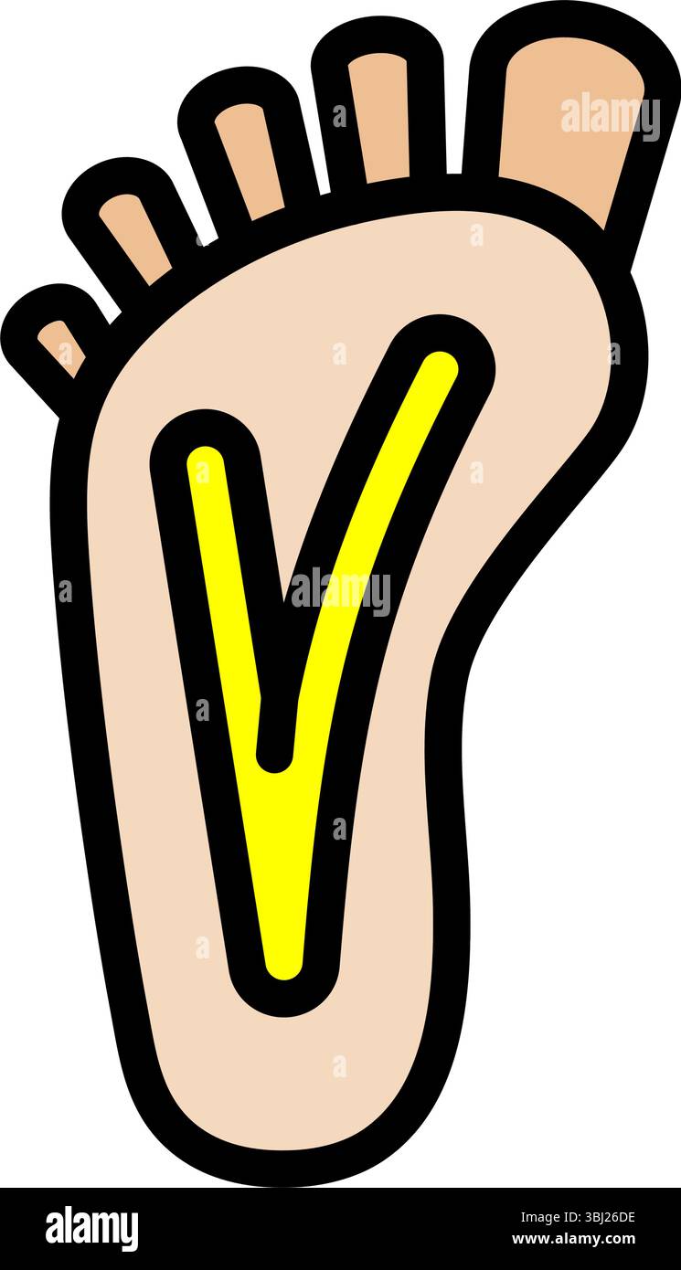 Foot kinesio tape color icon. Elastic therapeutic tape. Swollen feet ...