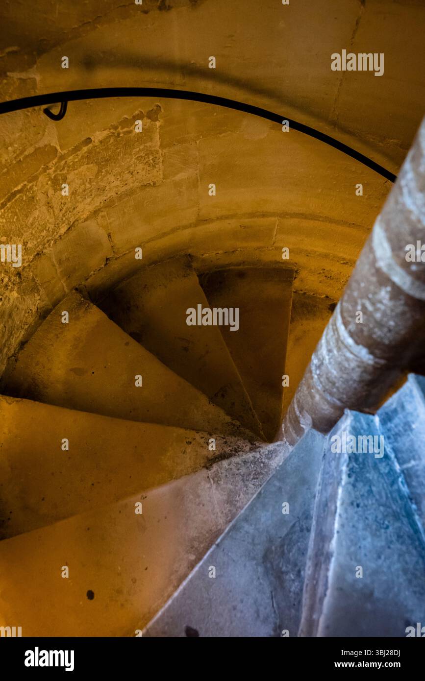 Spiral staircase in a medieval fortress, Paris, France Stock Photo - Alamy