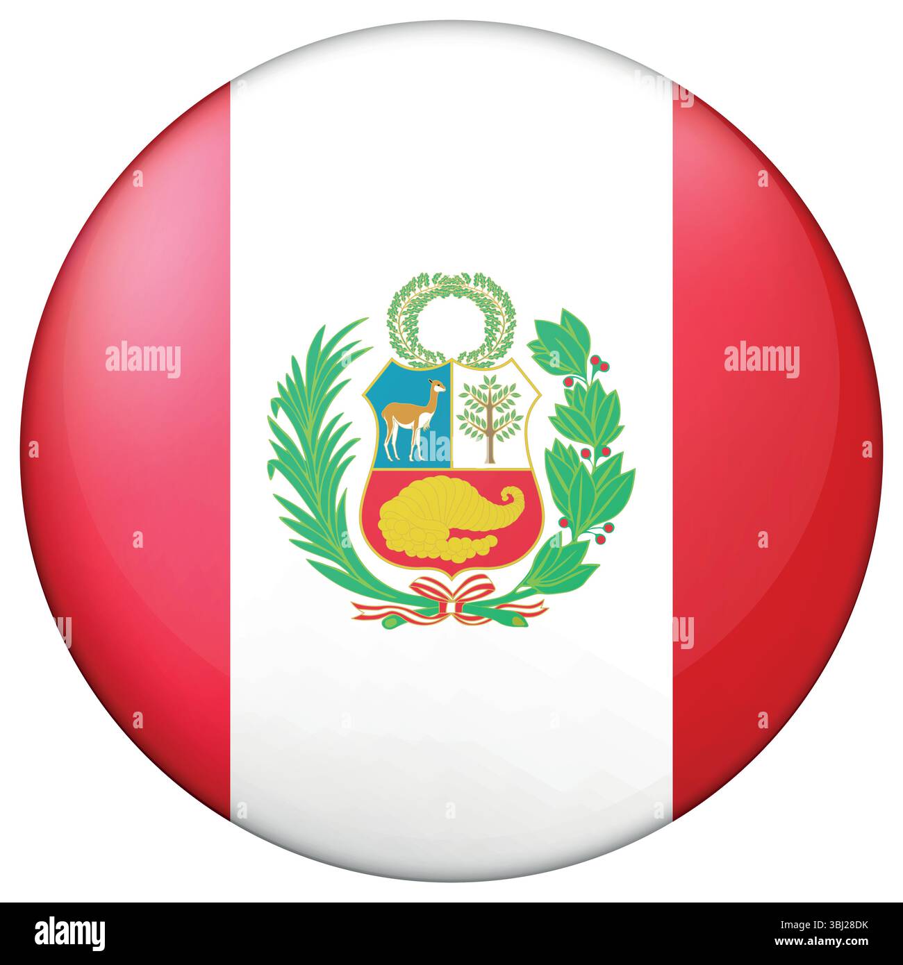 Glass light ball with flag of Peru. Round sphere, template icon ...