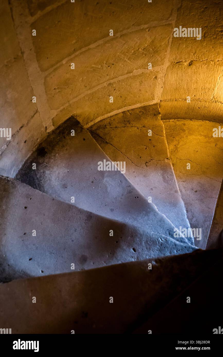 Spiral staircase in a medieval fortress, Paris, France Stock Photo - Alamy