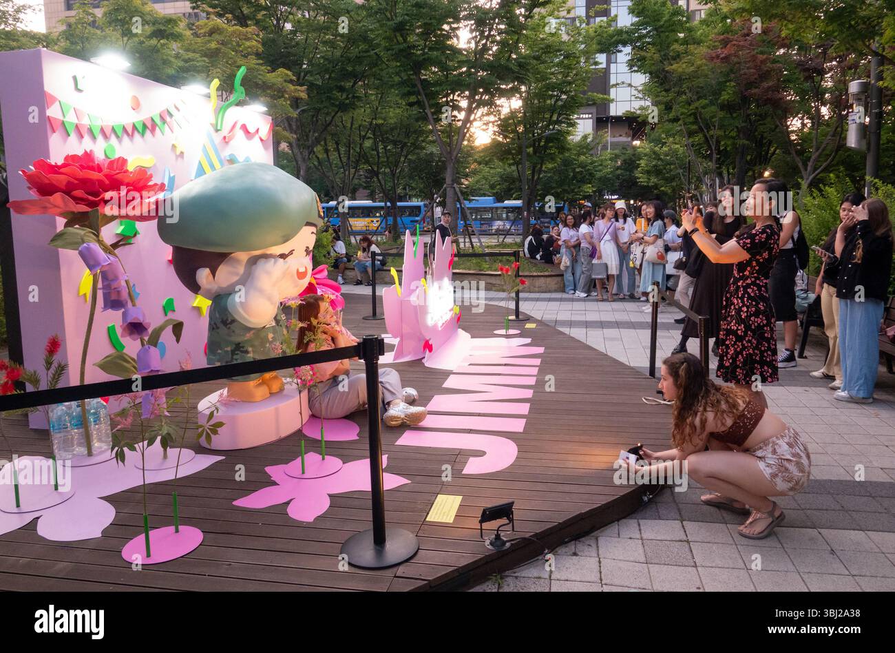 Fans of BTS, June 11, 2025 : A photo zone decorated to celebrate ...