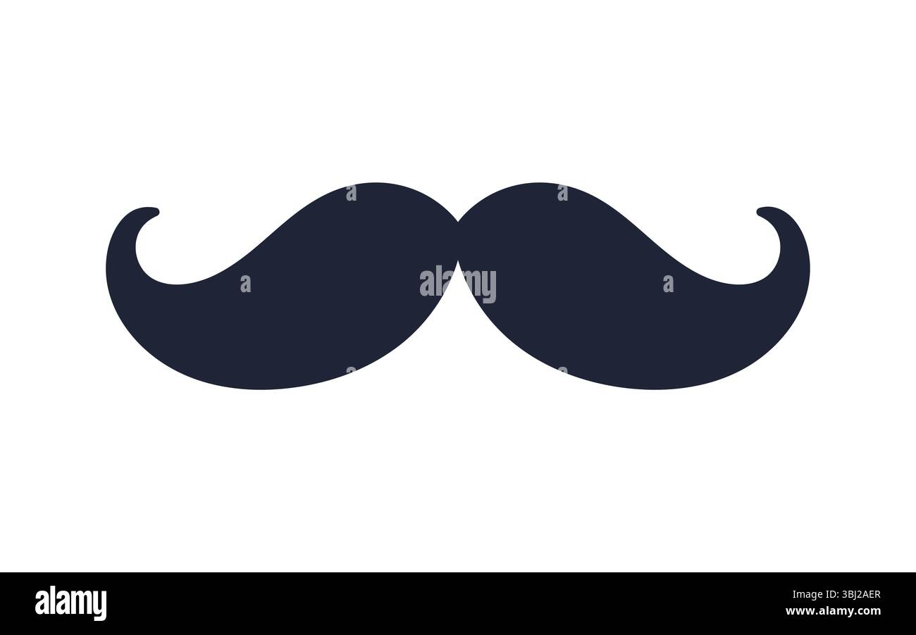 Vintage style moustache icon, classic male facial hair silhouette with ...