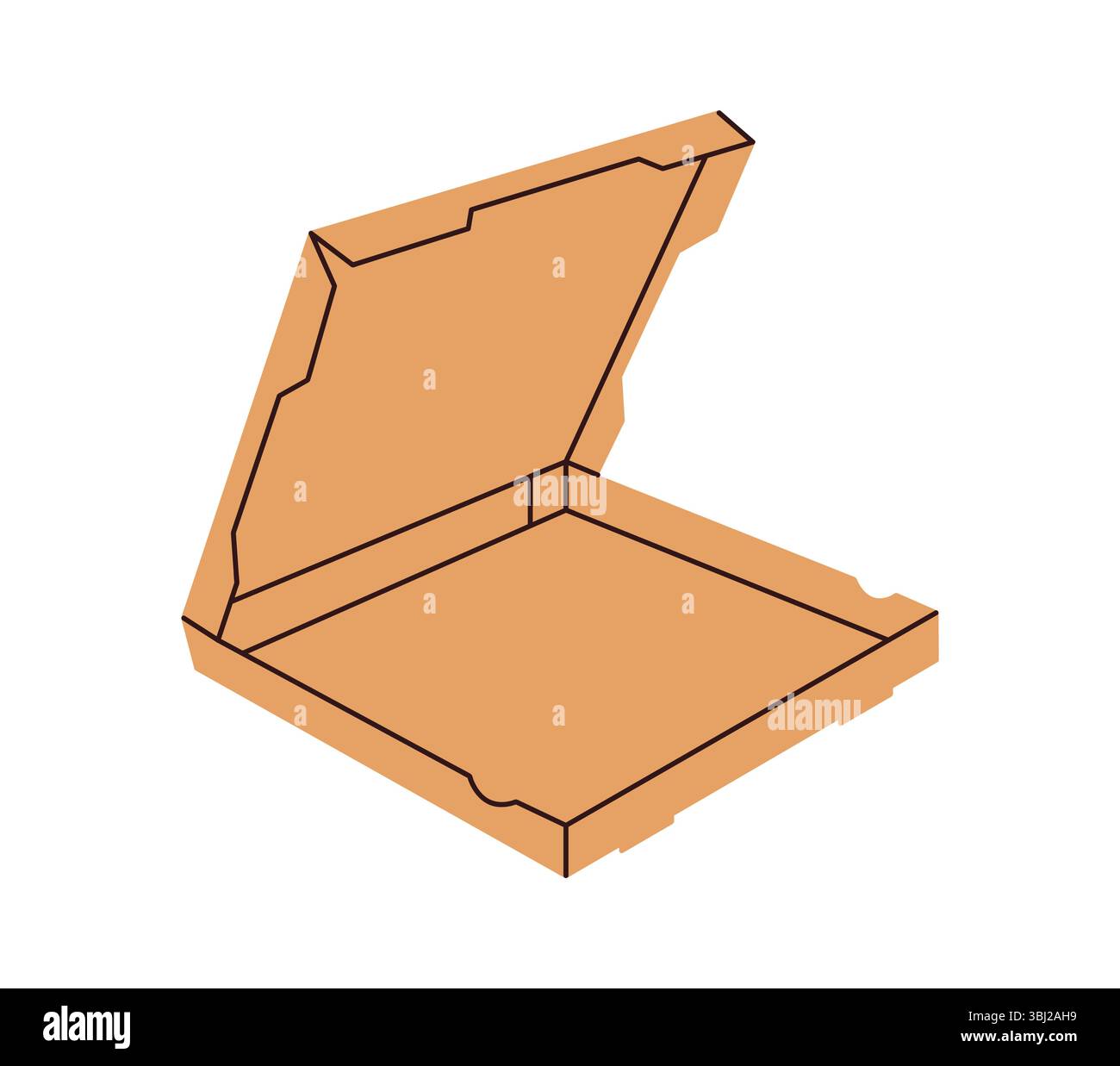 Open cardboard pizza box, empty square paper container for takeaway ...