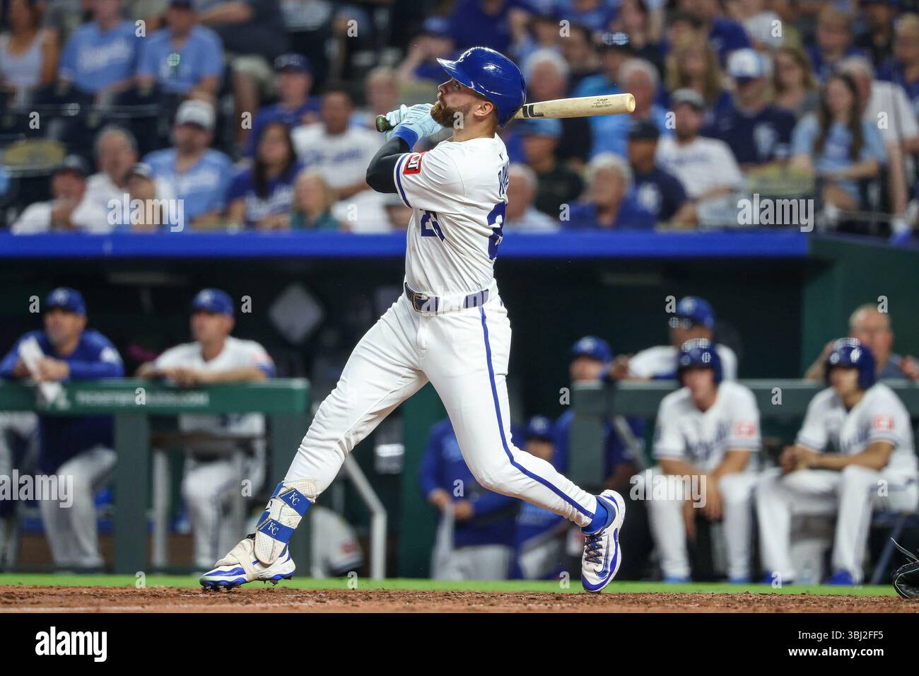 June 11, 2025: Kansas City Royals right fielder John Rave (26) bats ...