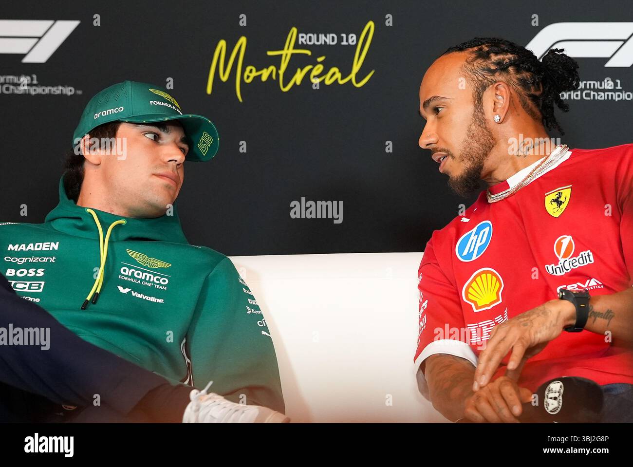 Lance Stroll (CAN), Aston Martin Aramco F1 Team, #18 (left) and Lewis ...