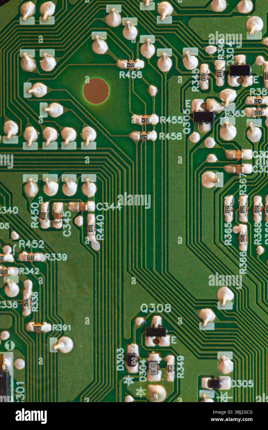 Detailed close-up of an electronic circuit board, showcasing design ...