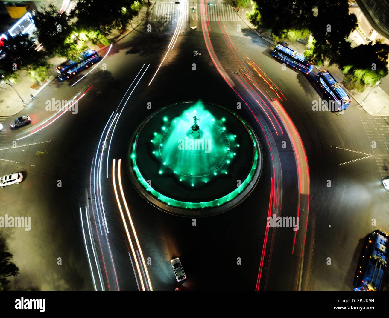 Diana La Cazadora fountain is illuminated in green after the unveiling ...