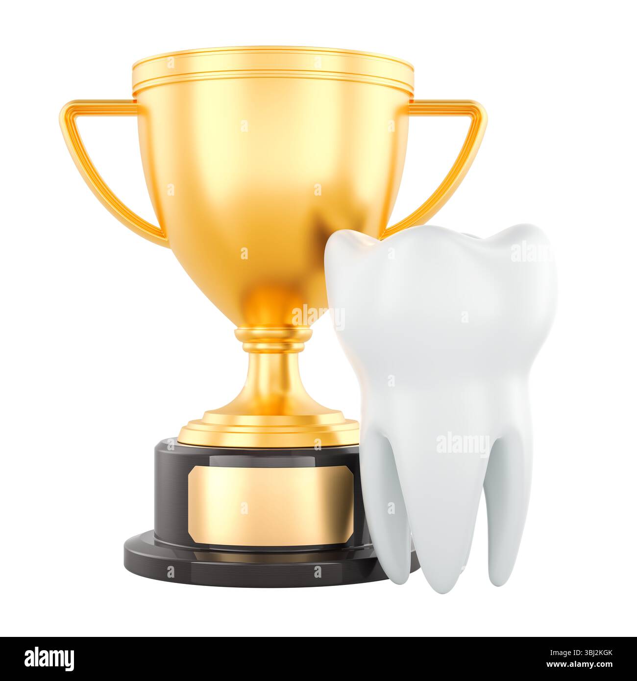 Dentistry award concept with gold trophy and tooth, 3d rendering ...