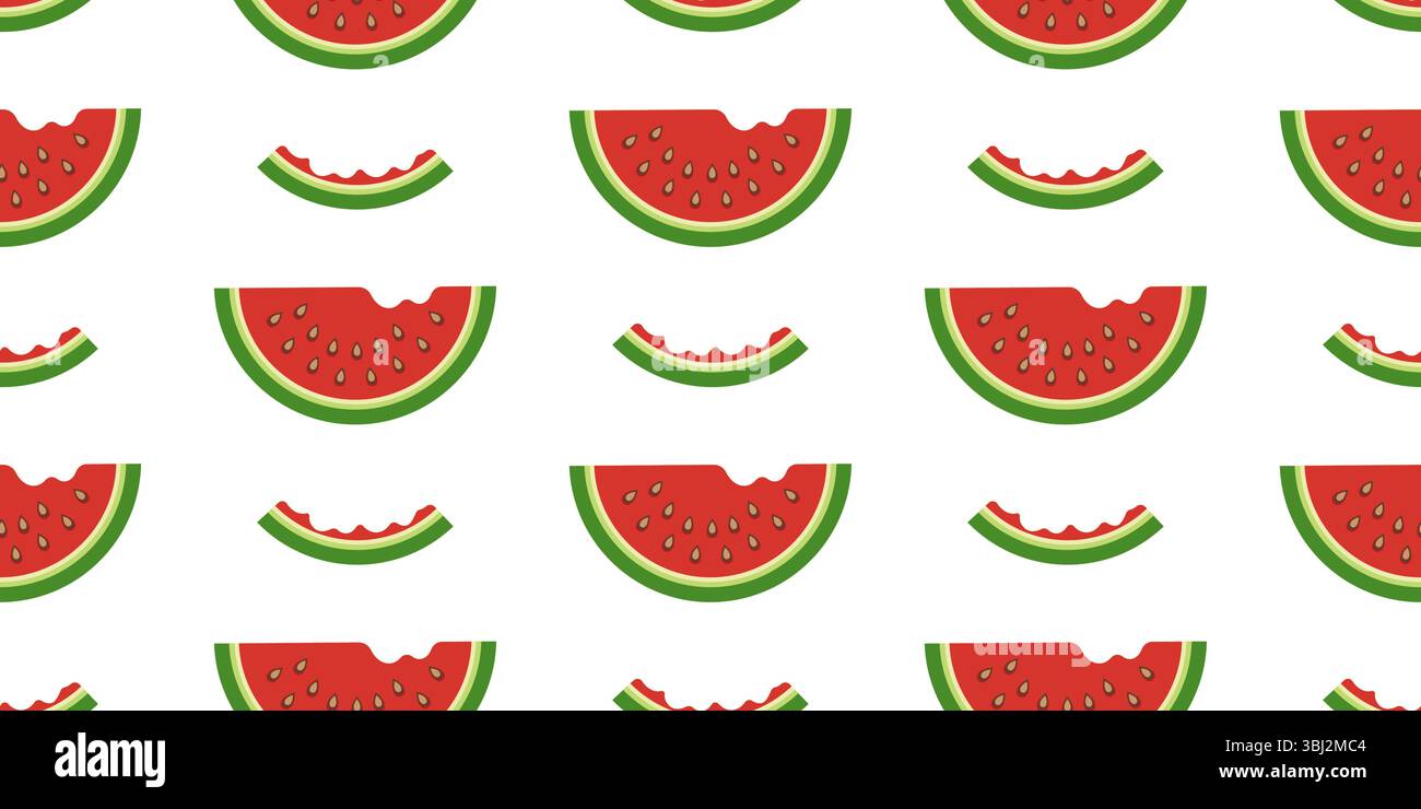 Bitten Watermelon Slices. Watermelon Slices with Bites Seamless Pattern ...