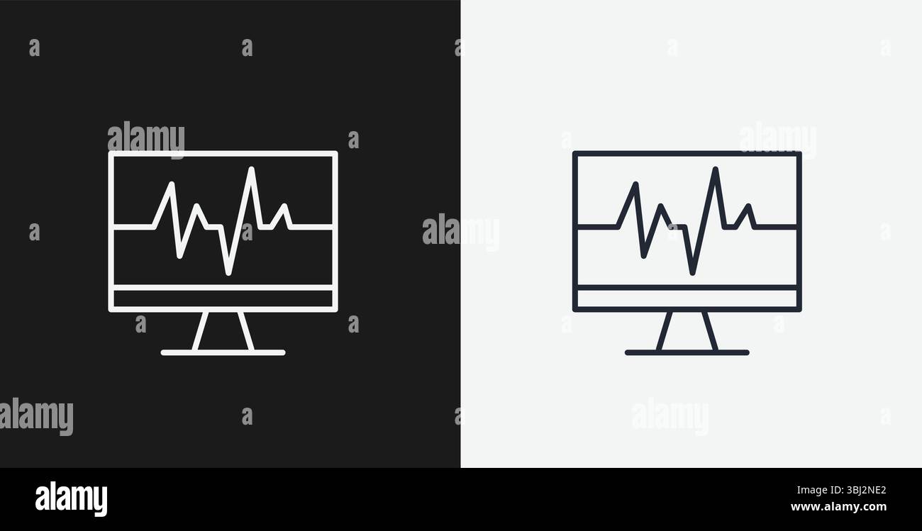 Vital Sign Monitor or ECG Displaying Heartbeat on Black and White ...