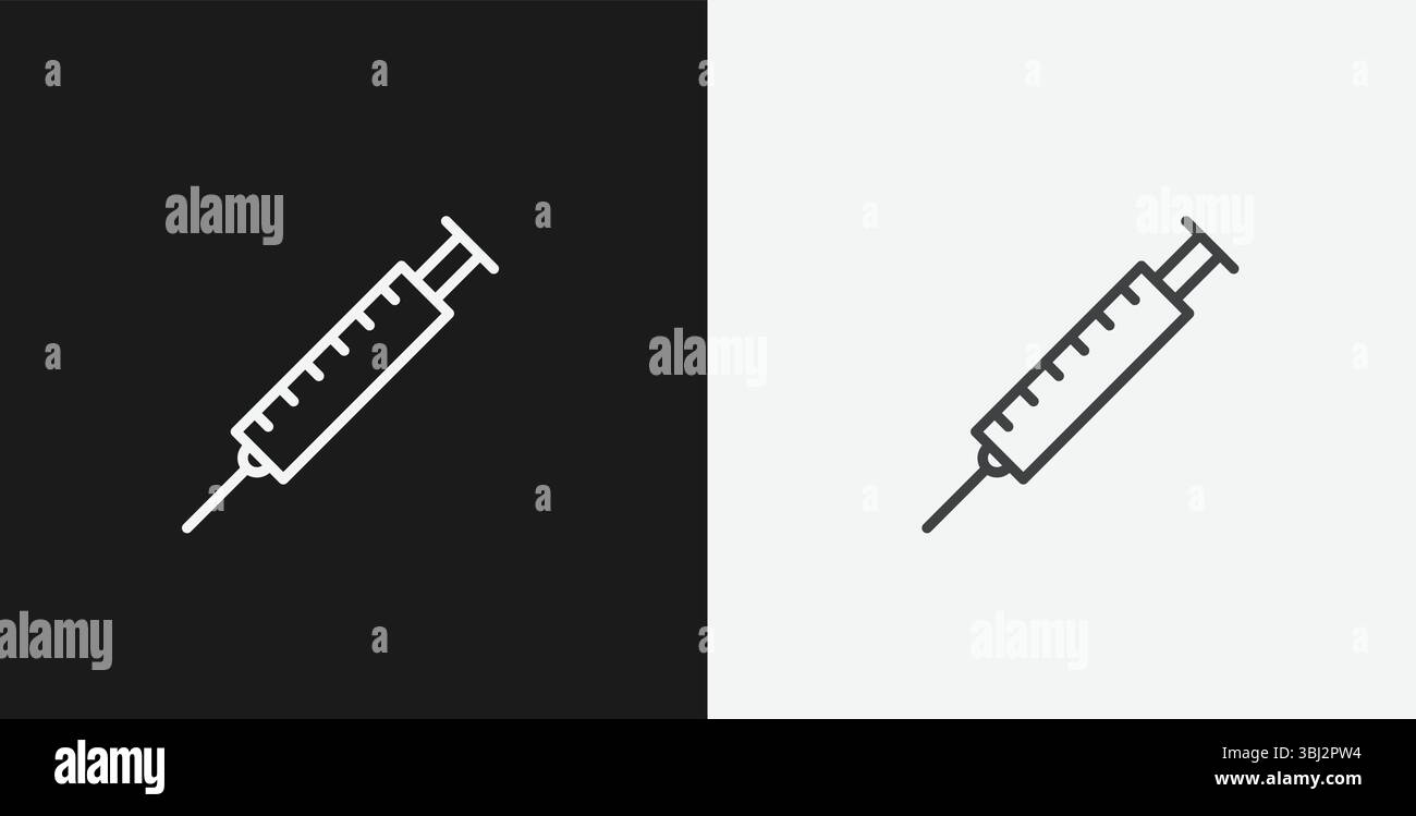 Syringe with Needle on Black and White Backgrounds, Representing ...