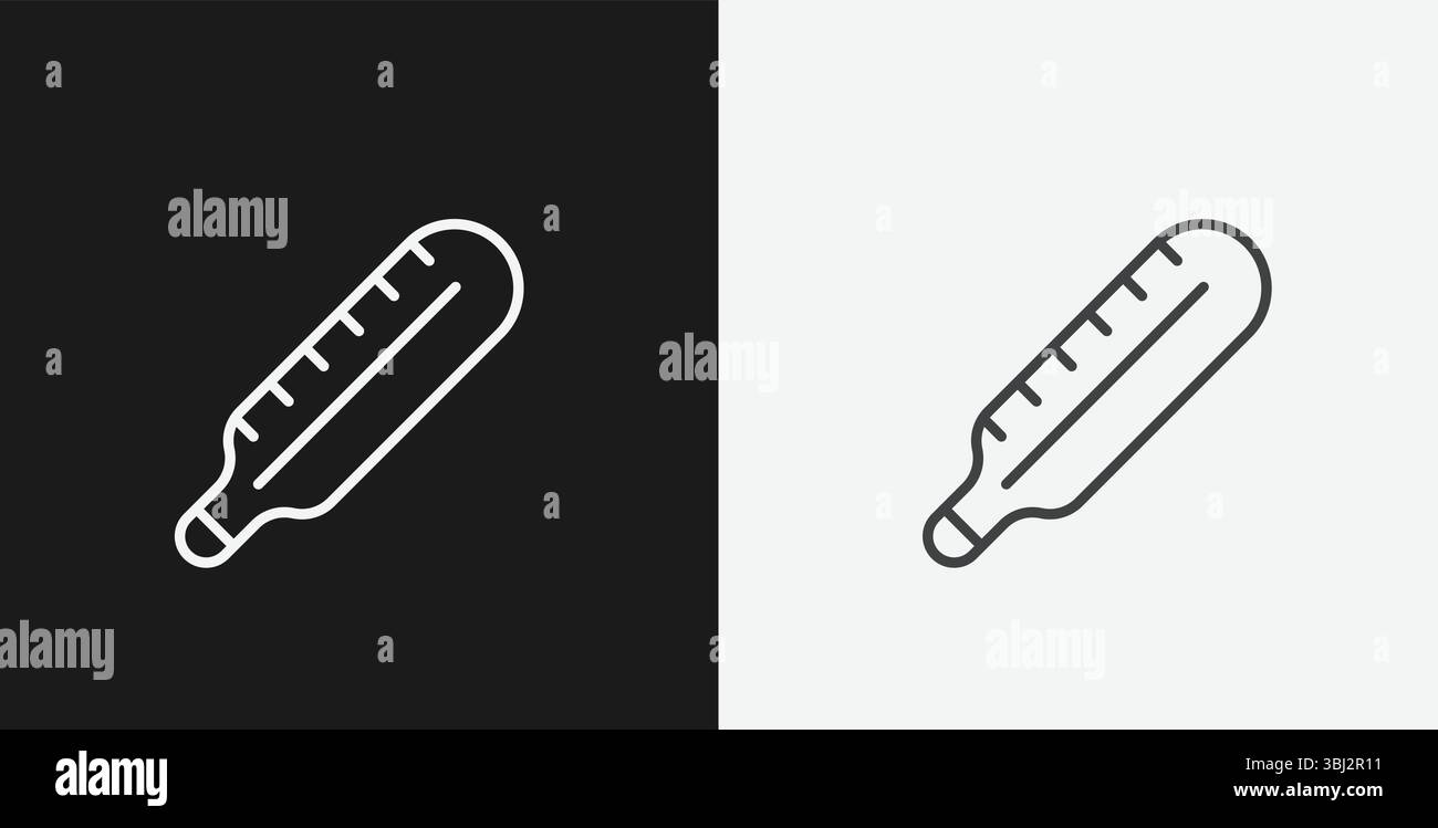 Medical Thermometer with Scale and Mercury on Black and White ...