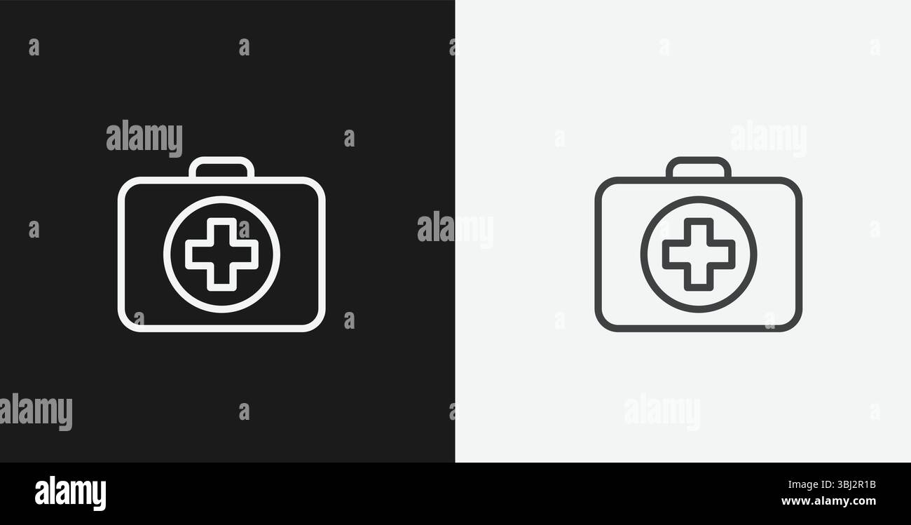 First Aid Kit with Medical Cross on Black and White Backgrounds ...