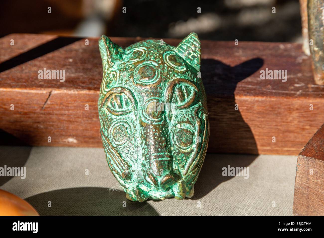 Jalon, Alicante - Spain - 12-14-2024: A green patina metal sculpture of ...