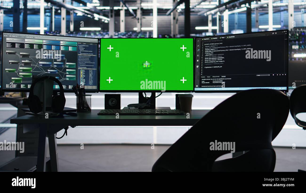 Visual programming systems on green screen PC in data center tracking infrastructure performance ...