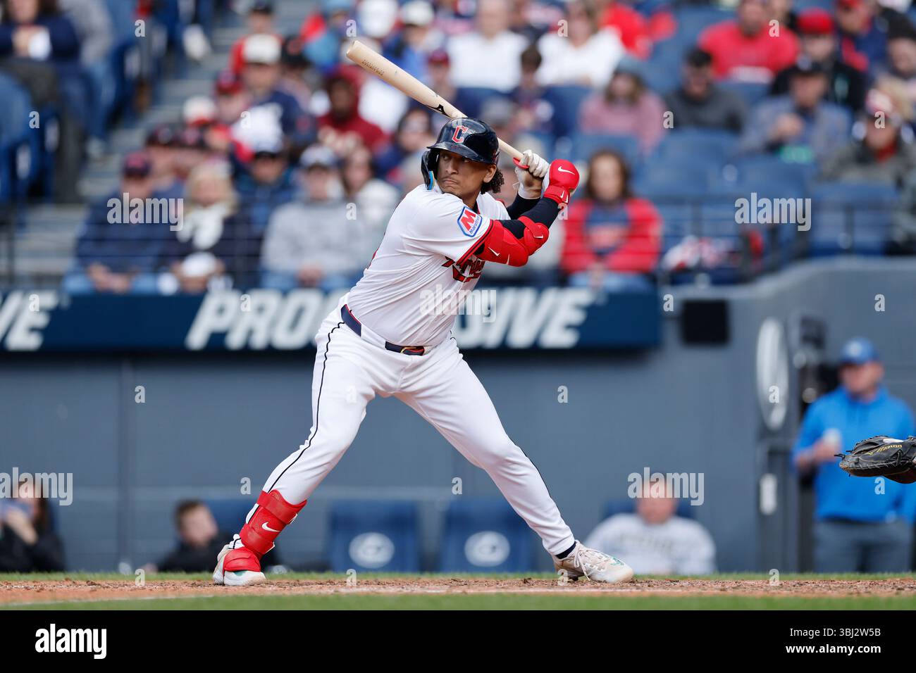 CLEVELAND, OH - MAY 31: Bo Naylor #23 of the Cleveland Guardians bats ...