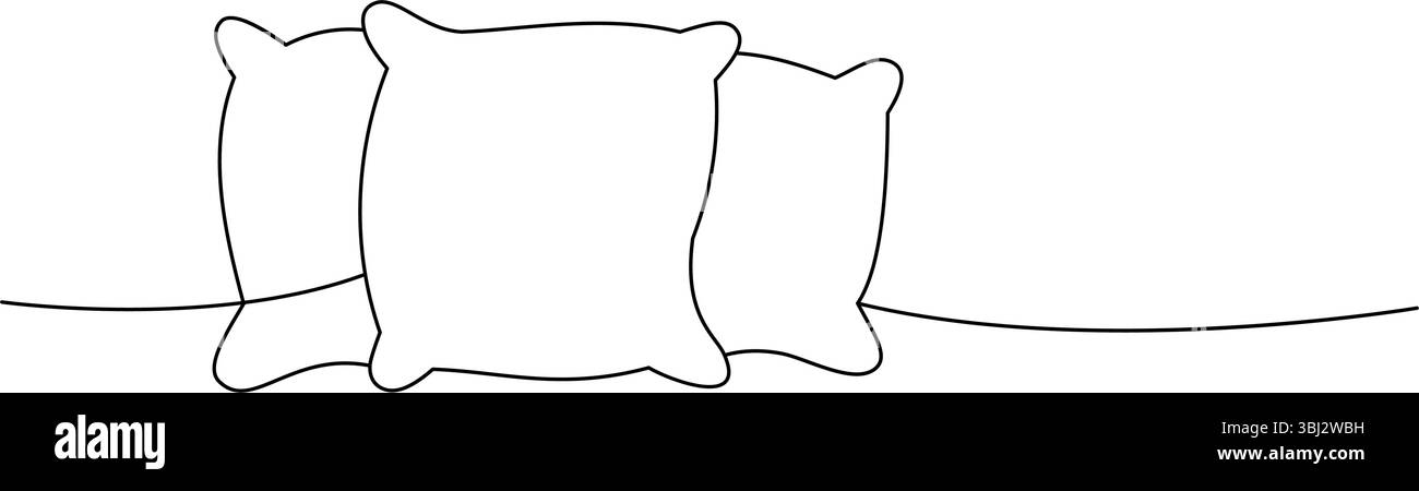 Three comfortable pillows one line continuous drawing. Orthopedic ...