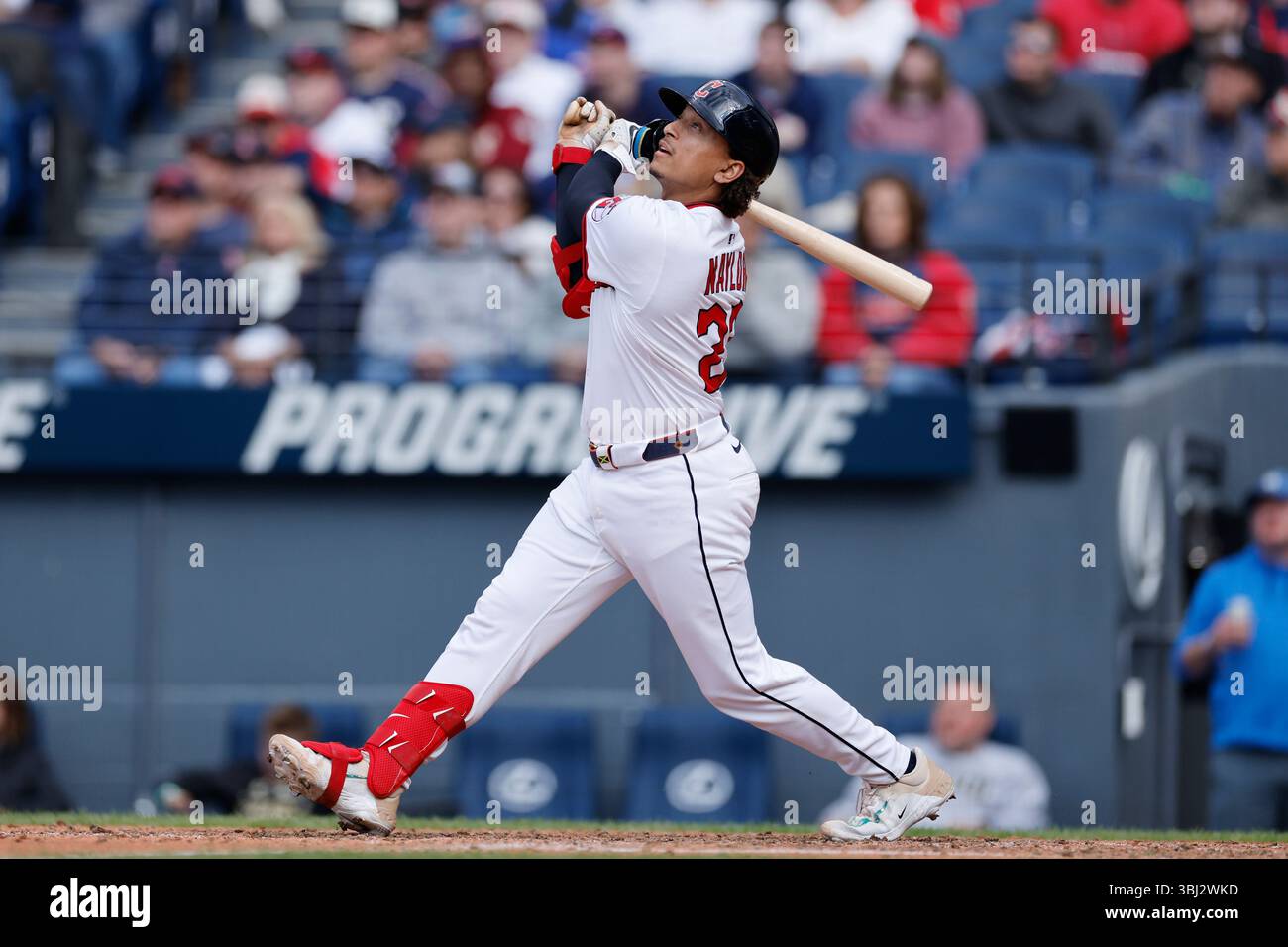 CLEVELAND, OH - MAY 31: Bo Naylor #23 of the Cleveland Guardians bats ...