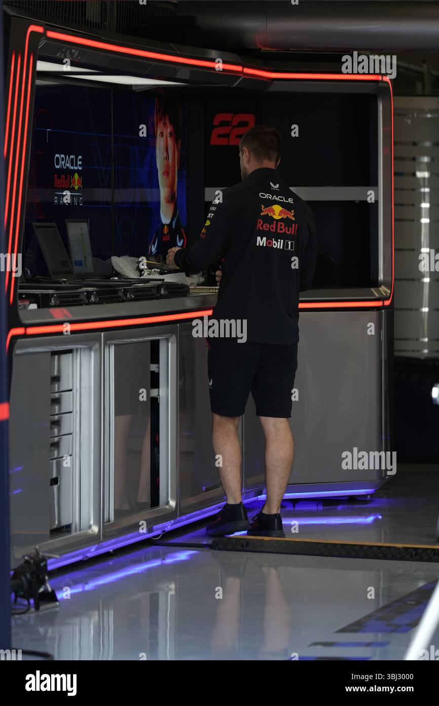 Montreal, Quebec, Canada – June 12, 2025: A Red Bull Racing team member ...