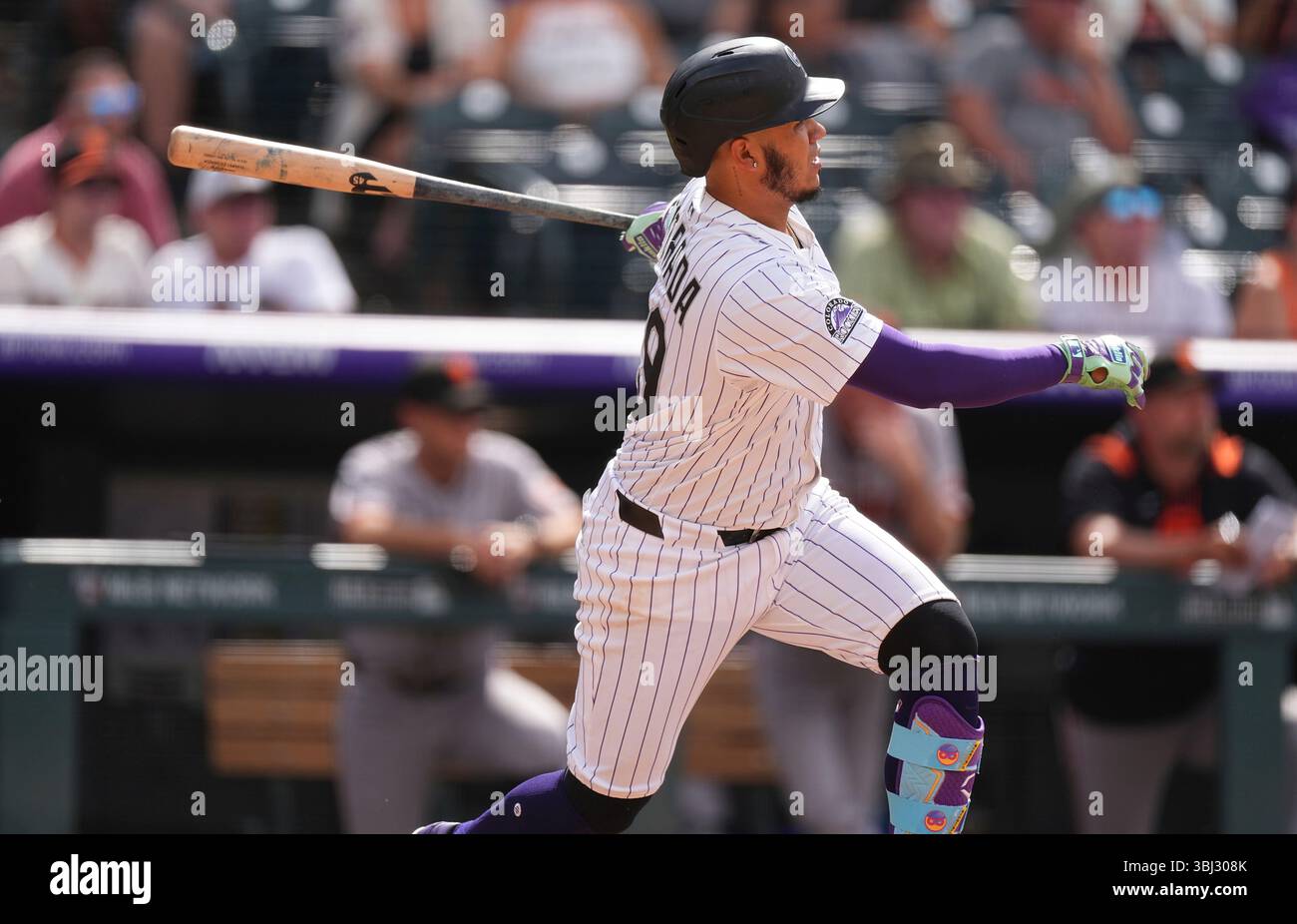 Colorado Rockies' Thairo Estrada doubles off San Francisco Giants ...