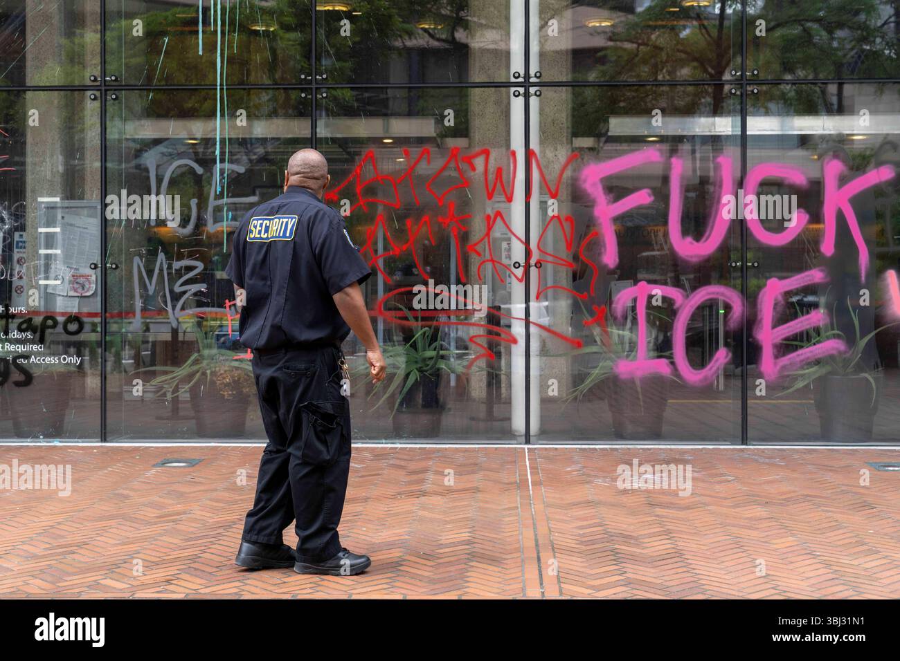 Seattle, Washington, USA. 12th June, 2025. Anti-ICE and anti-Trump ...