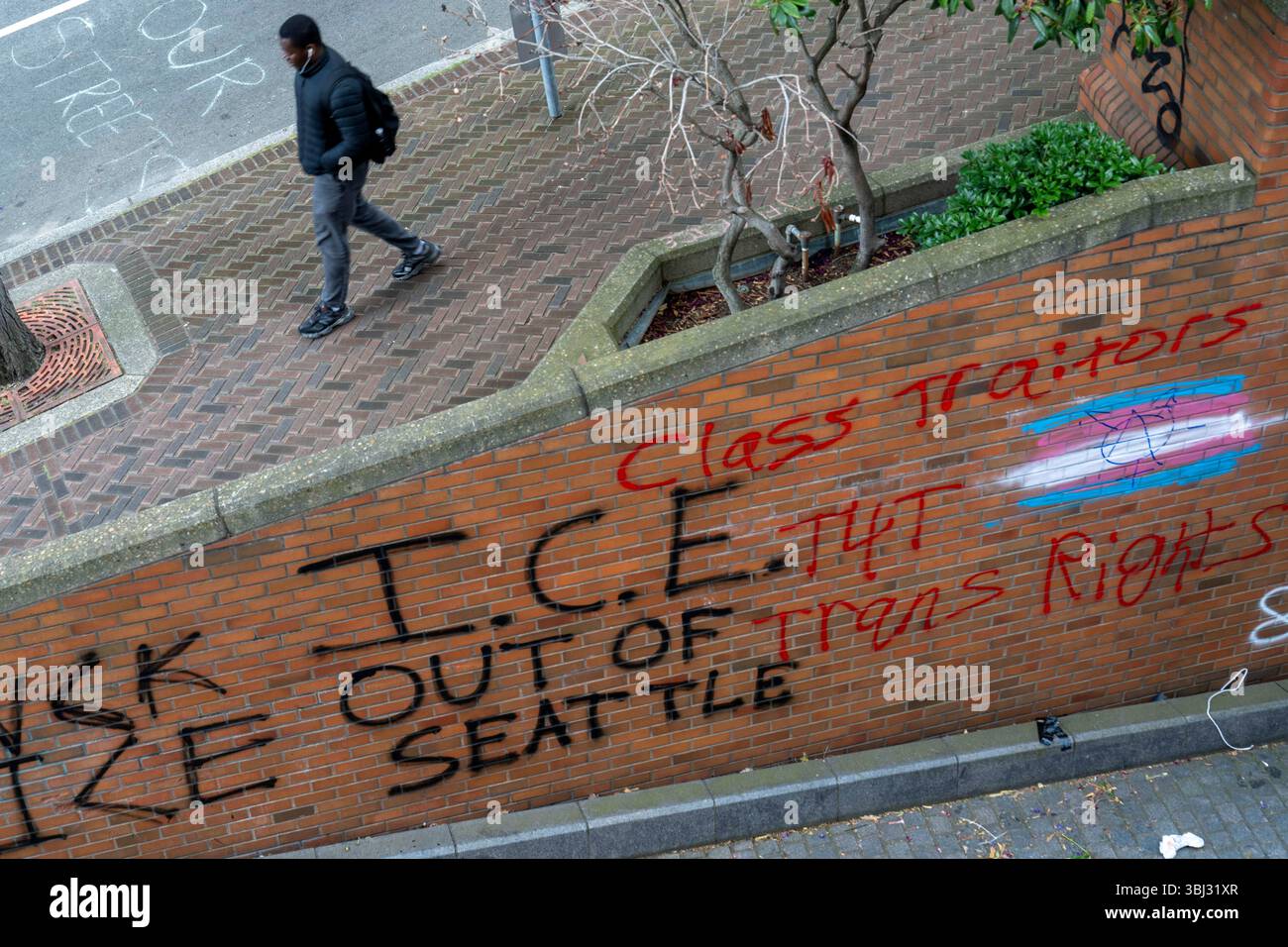 Seattle, Washington, USA. 12th June, 2025. Anti-ICE and anti-Trump ...