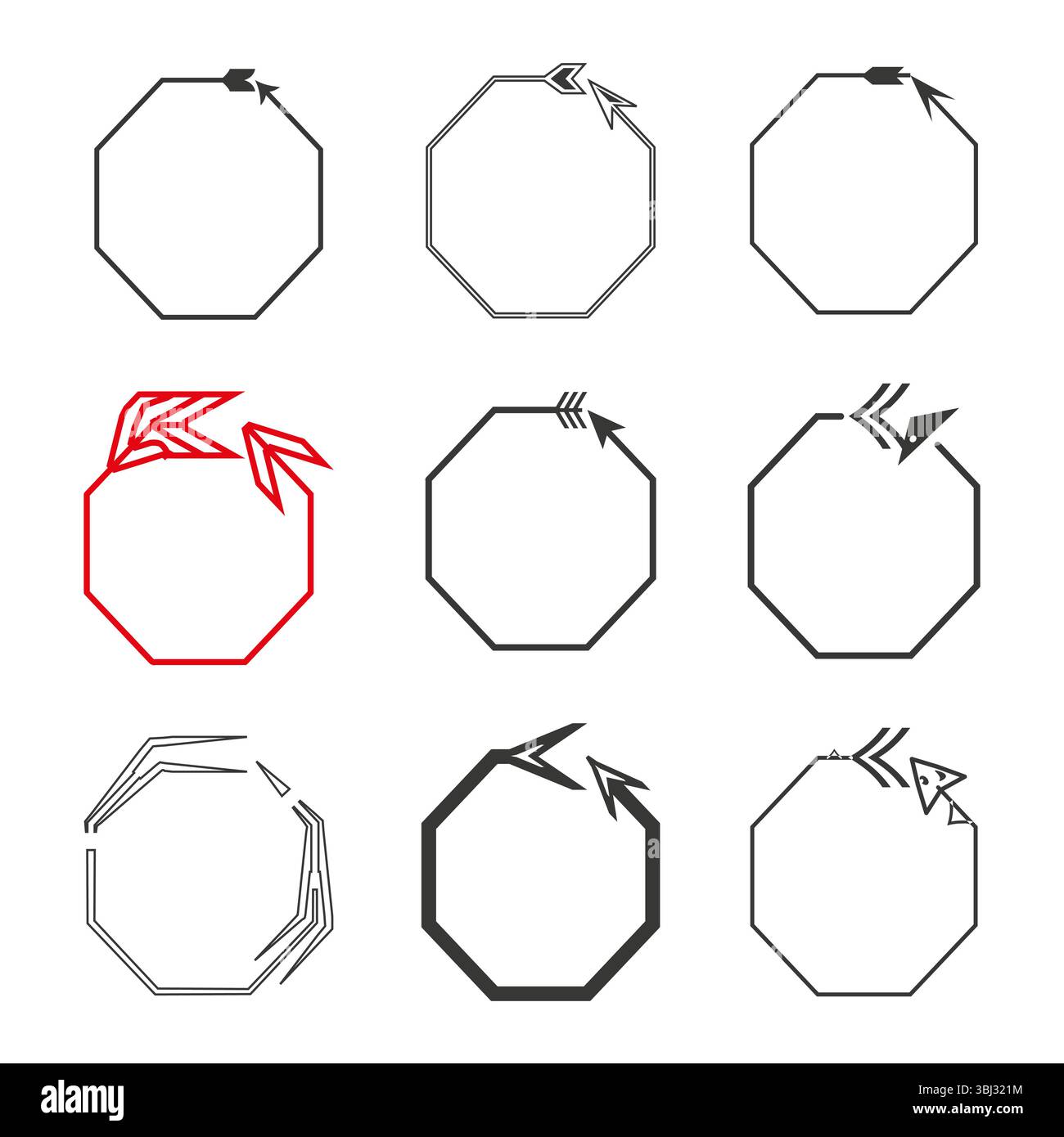 Hexagon decor. Creative frame symbol. Brushstroke edge detail. Vector ...