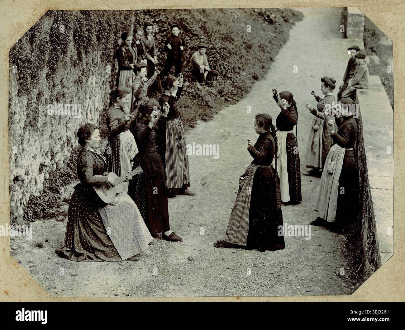 Group of Basque Women dancing the Fandango,1897. Archive 19th century ...