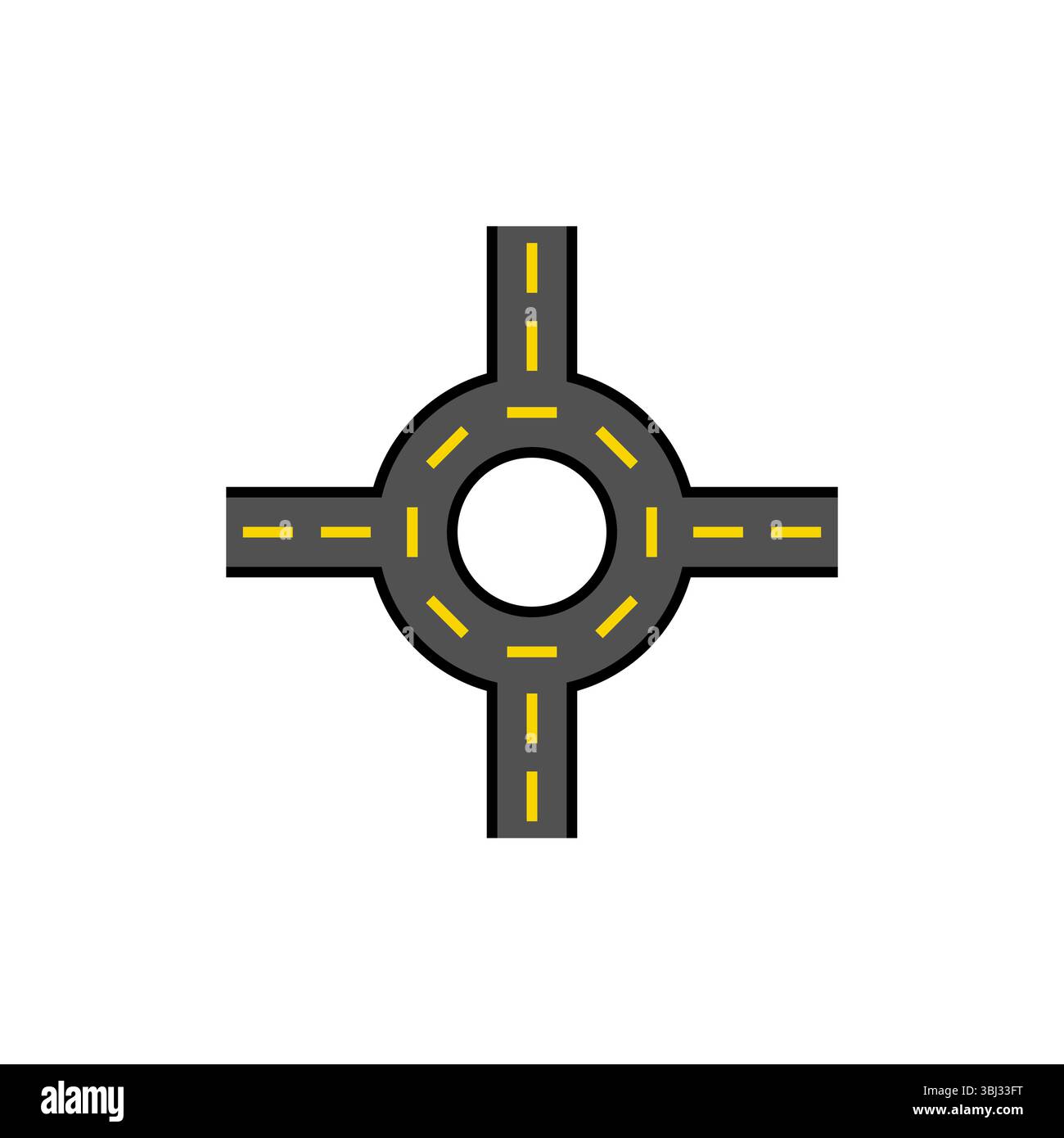 Roundabout vector icon. Road intersection shape. Gray road design ...