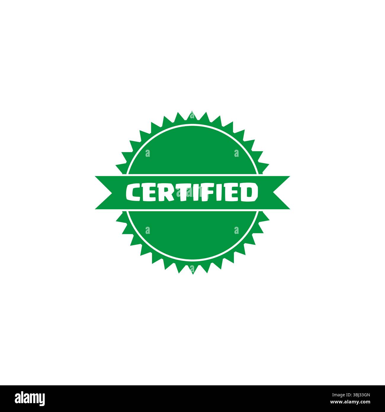 Certified badge icon. Quality seal symbol. Green text vector. White background Stock Vector ...