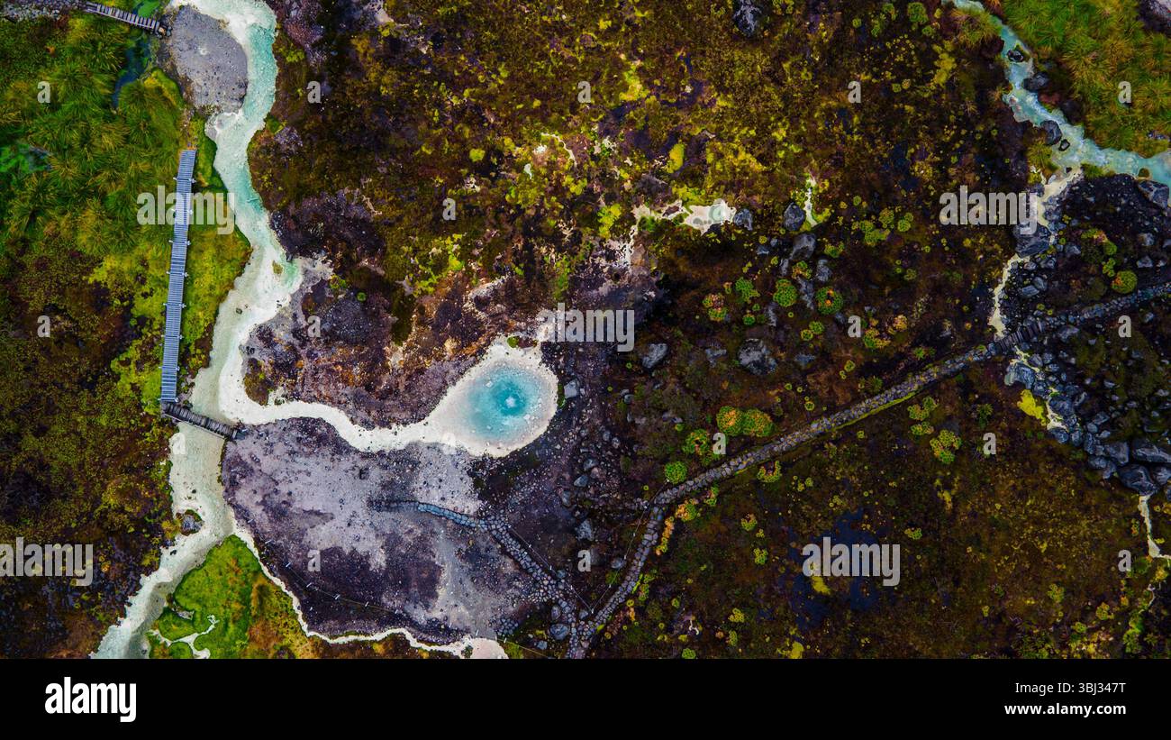 Stunning aerial view of the Termales de San Juan, showcasing vibrant ...