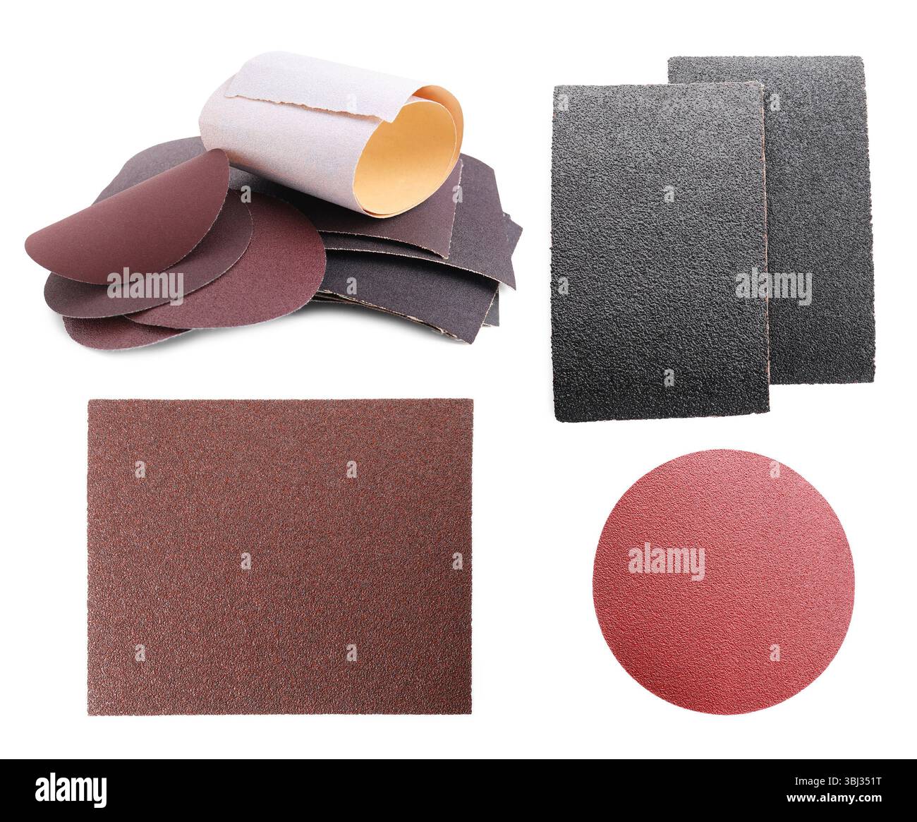 Different types of sandpaper on white background, collage Stock Photo ...