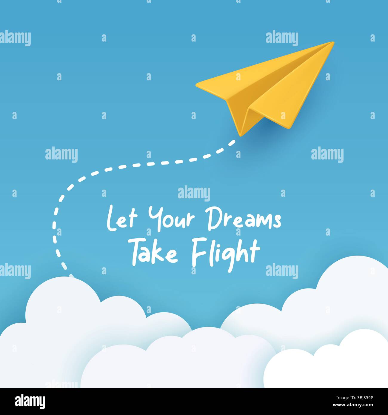 Let Your Dreams Take Flight. Minimalist Vector Banner With Yellow Paper ...