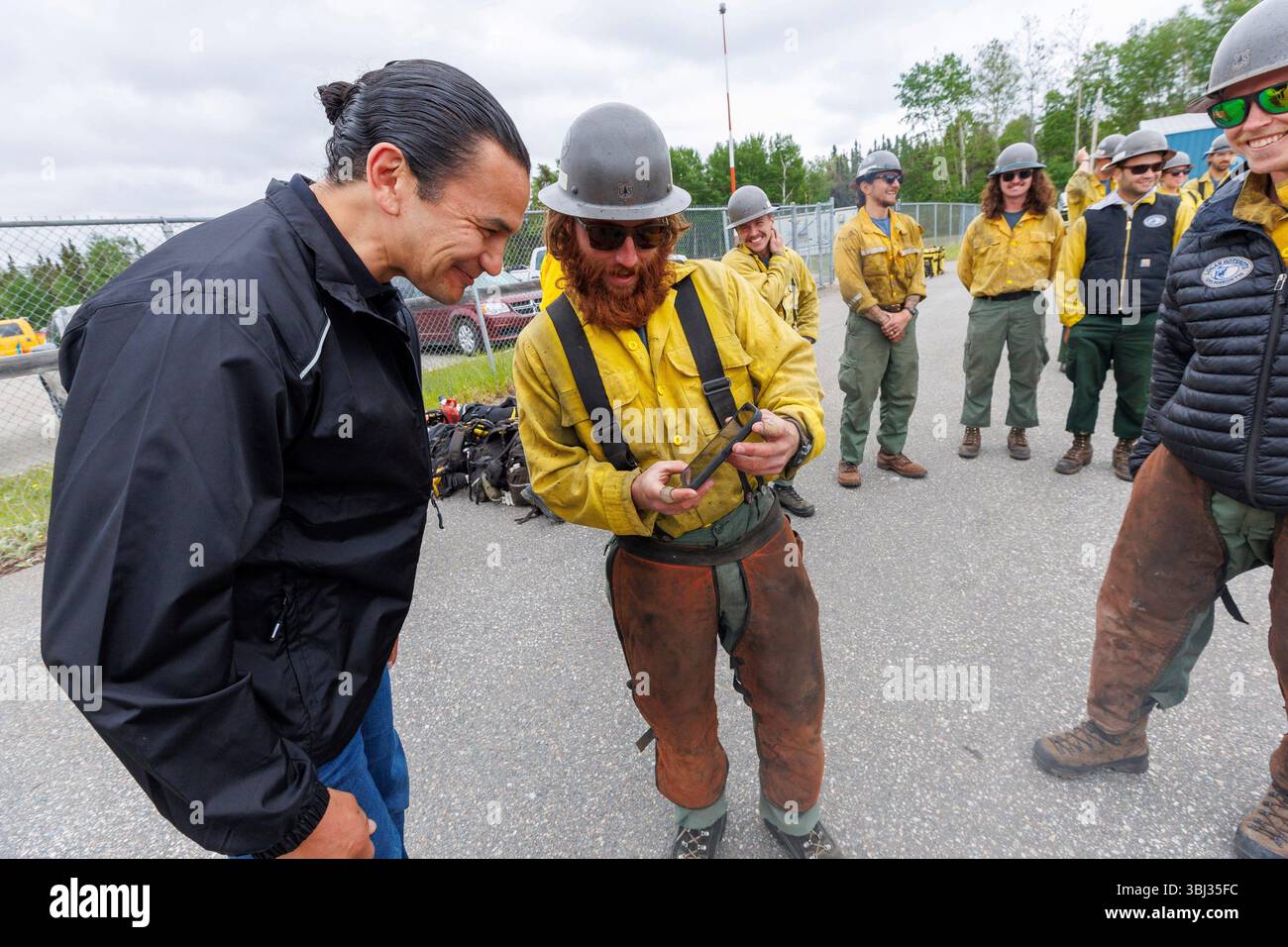 Manitoba Premier Wab Kinew chats with the Logan Hotshots from the U.S ...