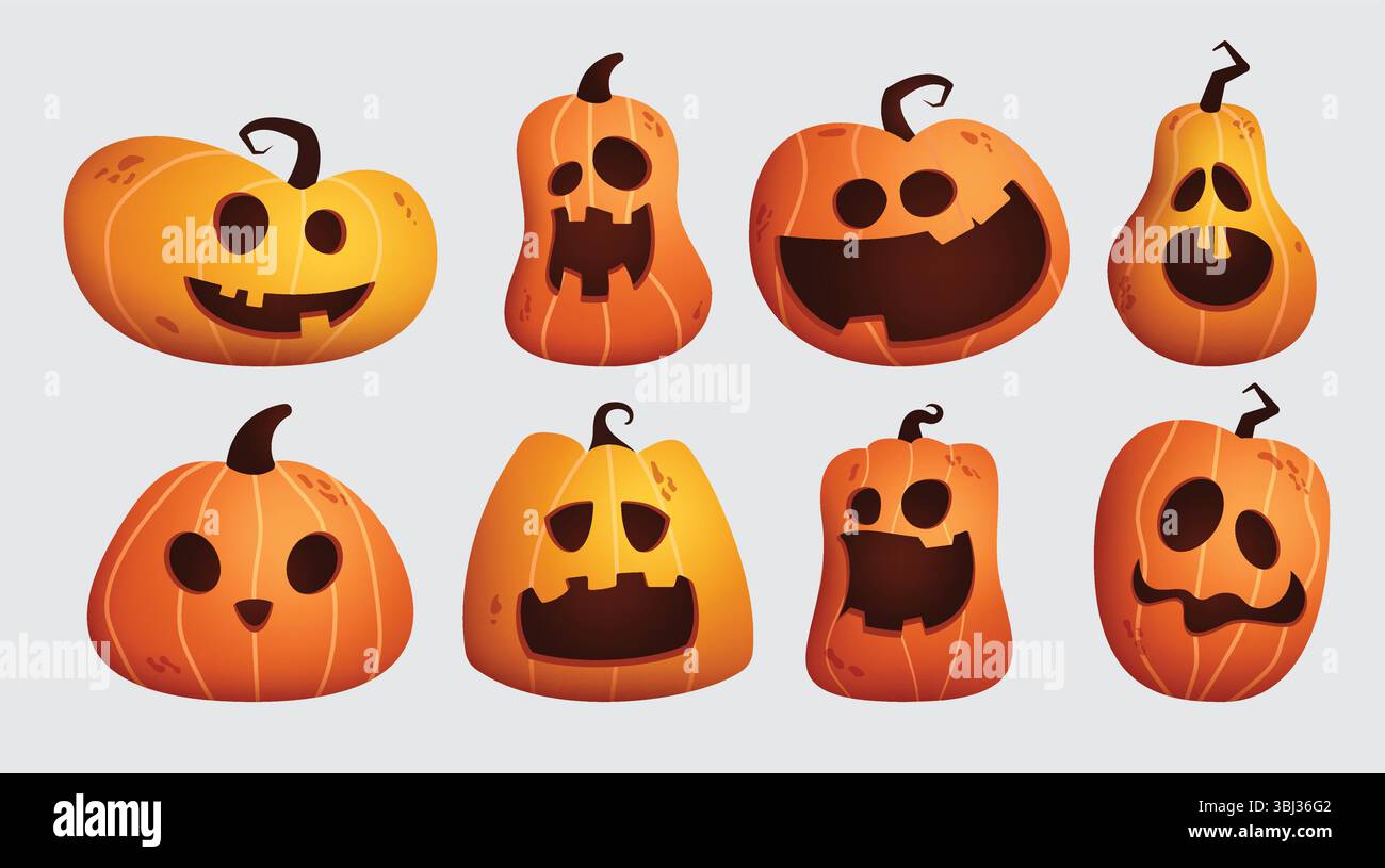 Halloween pumpkin characters clipart set. Halloween Jack O lantern ...