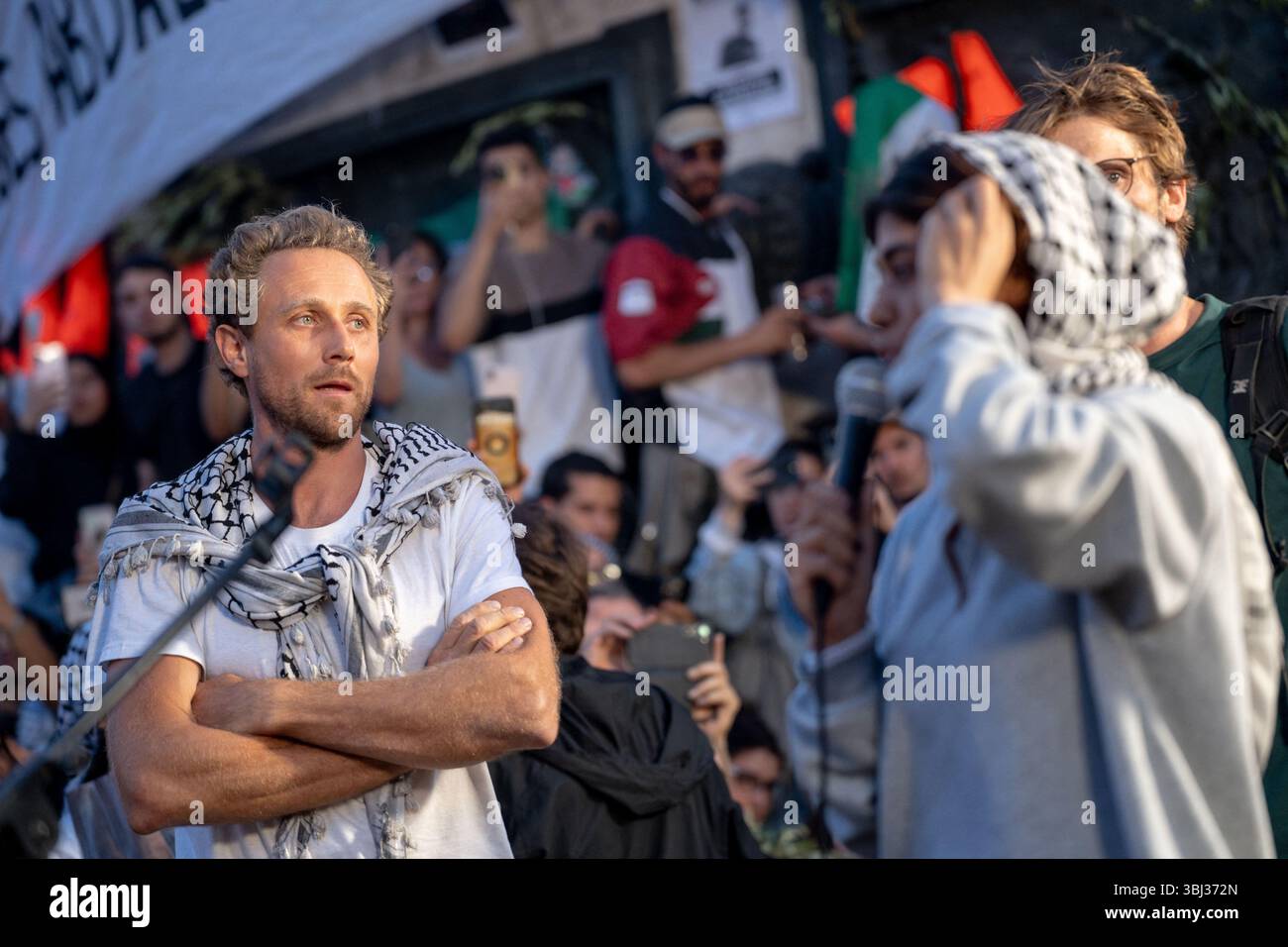 Members of the Gaza-bound aid boat French medical intern Baptiste Andre ...