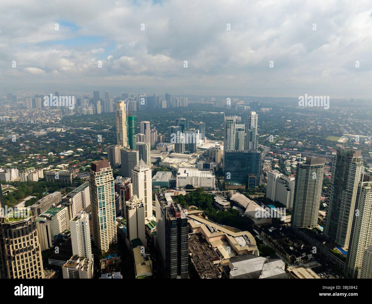 Aerial view of high rise buildings and residential towers in Makati ...