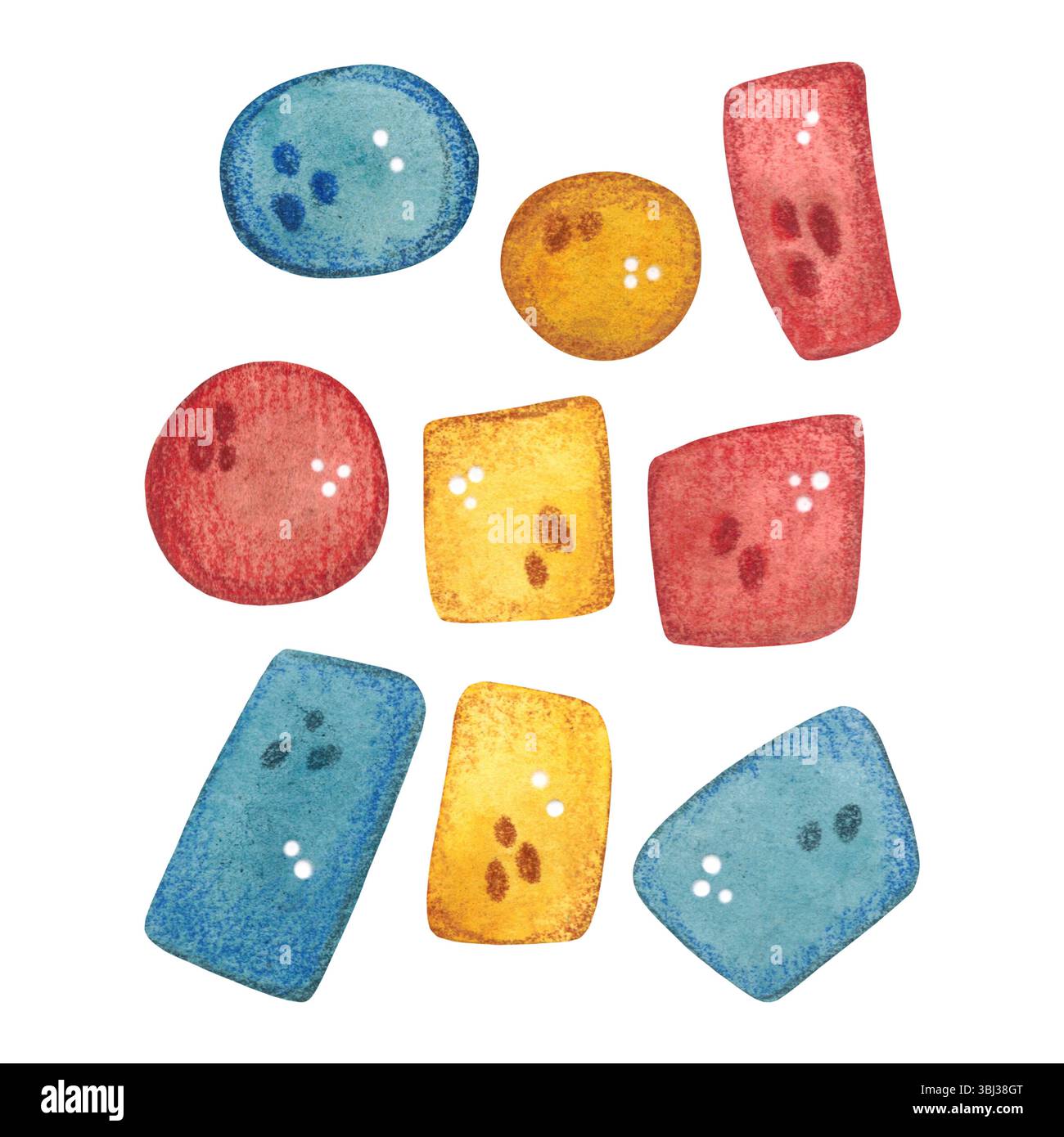 Set of colored round confetti watercolor illustration Stock Photo - Alamy