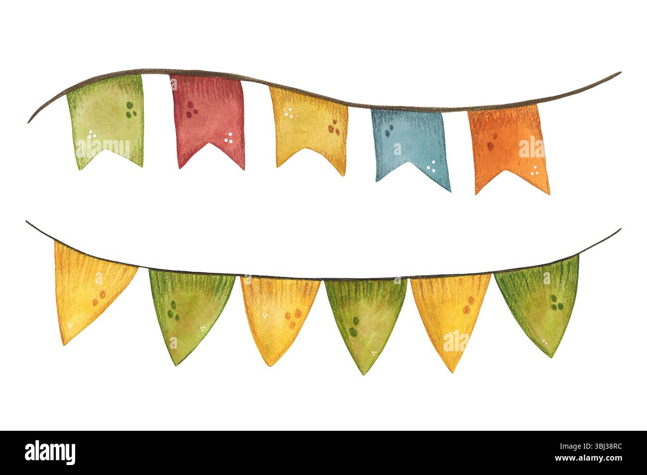 Two garlands with flags watercolor illustration Stock Photo - Alamy