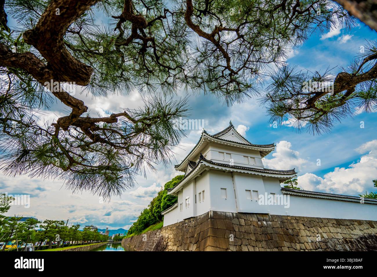 Nijo Castle in Kyoto, Japan, a white historic castle surrounded by a ...