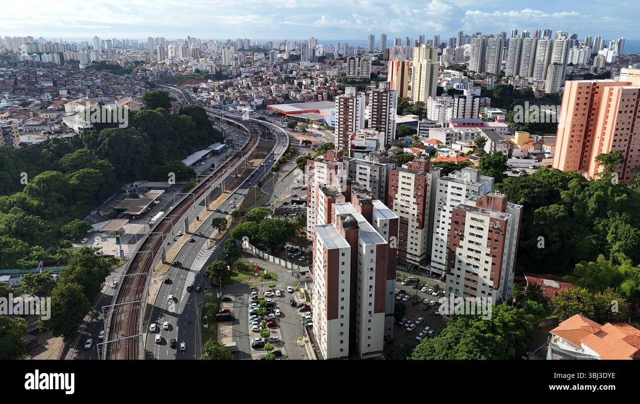 aerial view of housing in Salvador salvador, bahia, brazil - april 11 ...