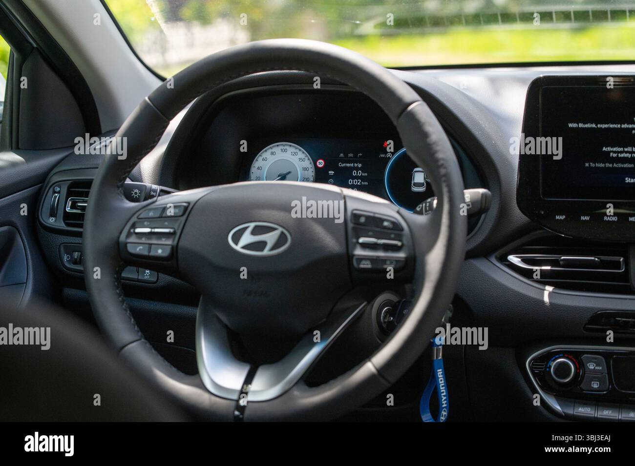 Nova Bana, Slovakia - June, 1, 2025 : Hyundai i30 interior, steering ...