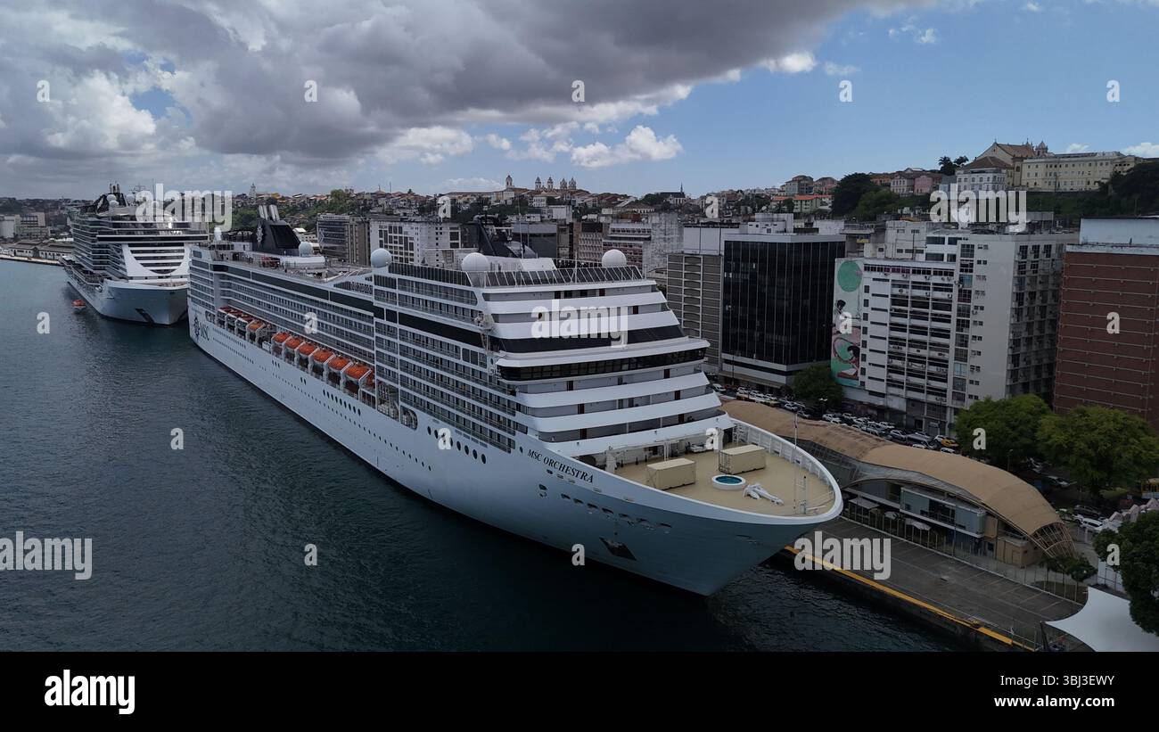 salvador, bahia, brazil - january 22, 2025: aerial view of the port of ...