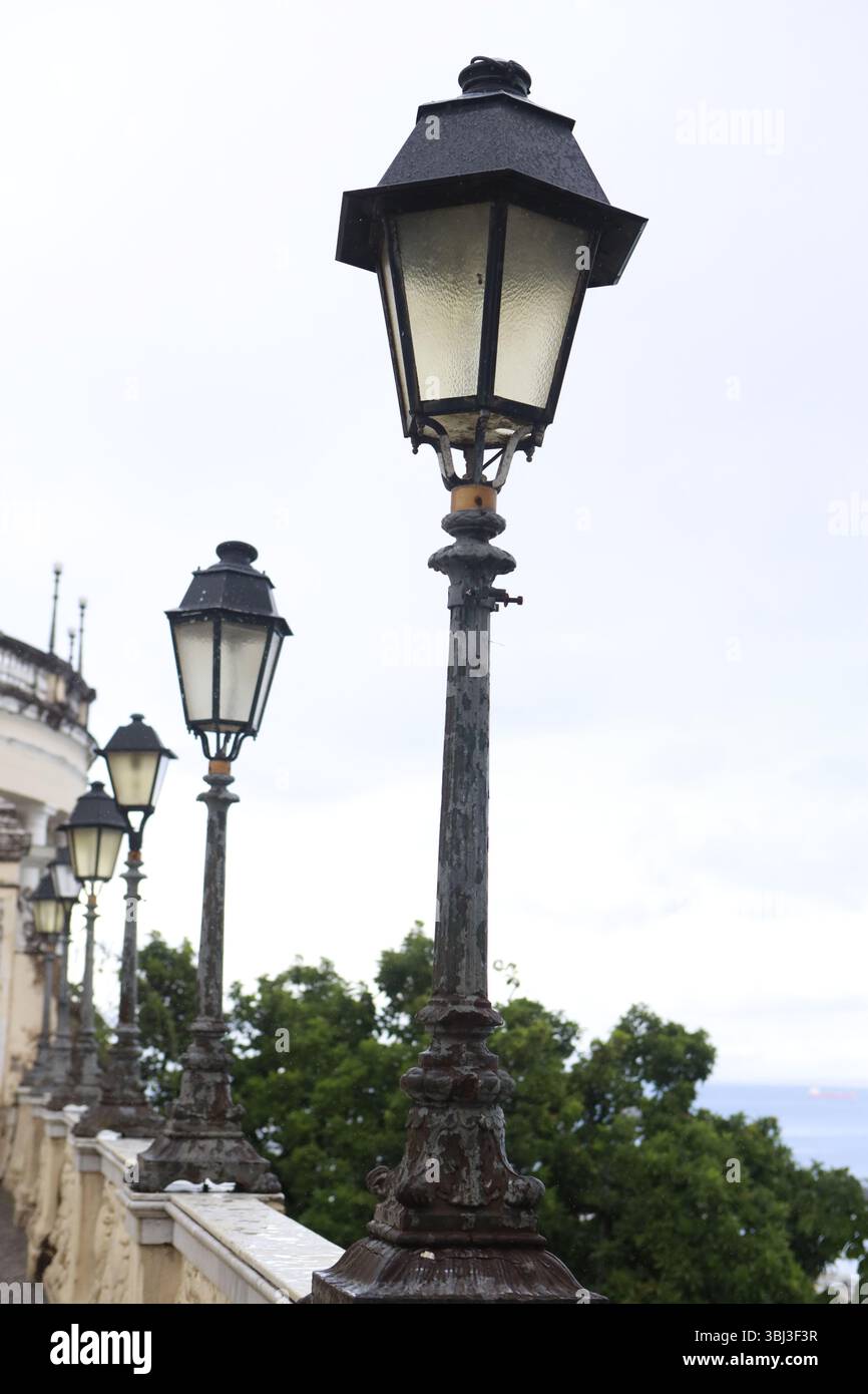 salvador, bahia, brazil - may 25, 2025: old lamp posts, in classic ...