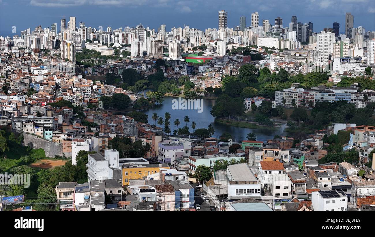 salvador, bahia, brazil - april 11, 2025: aerial view of housing in the ...